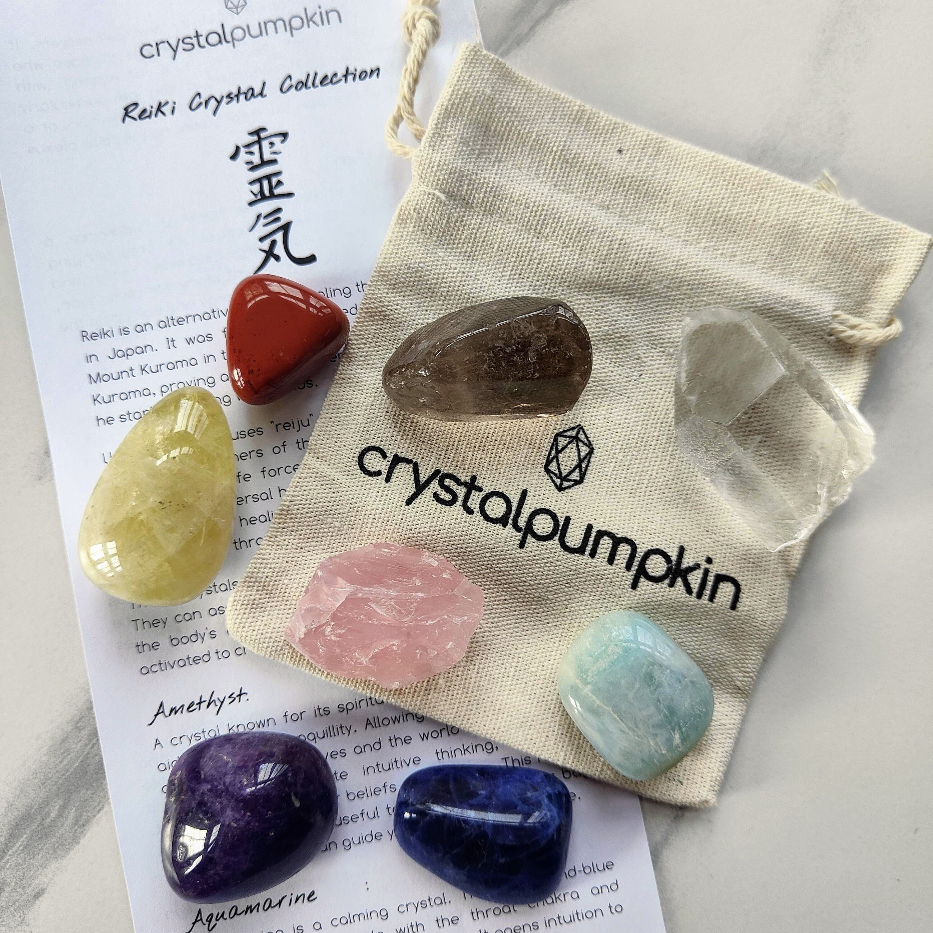 Reiki Crystal Set - 8 beautiful reiki charged crystal gemstones with ...