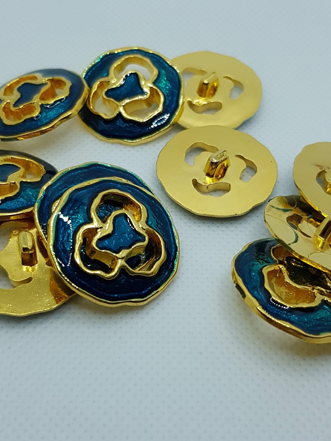 Blue and Gold Button, 6 Pack - Etsy