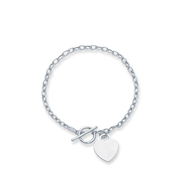 White Gold Heart Engravable Bracelet - Etsy