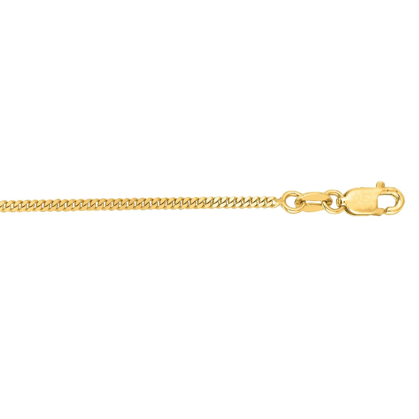 14k Solid Yellow Gold Gourmette Link Chain, 1mm - 2.2mm Curb Necklace ...