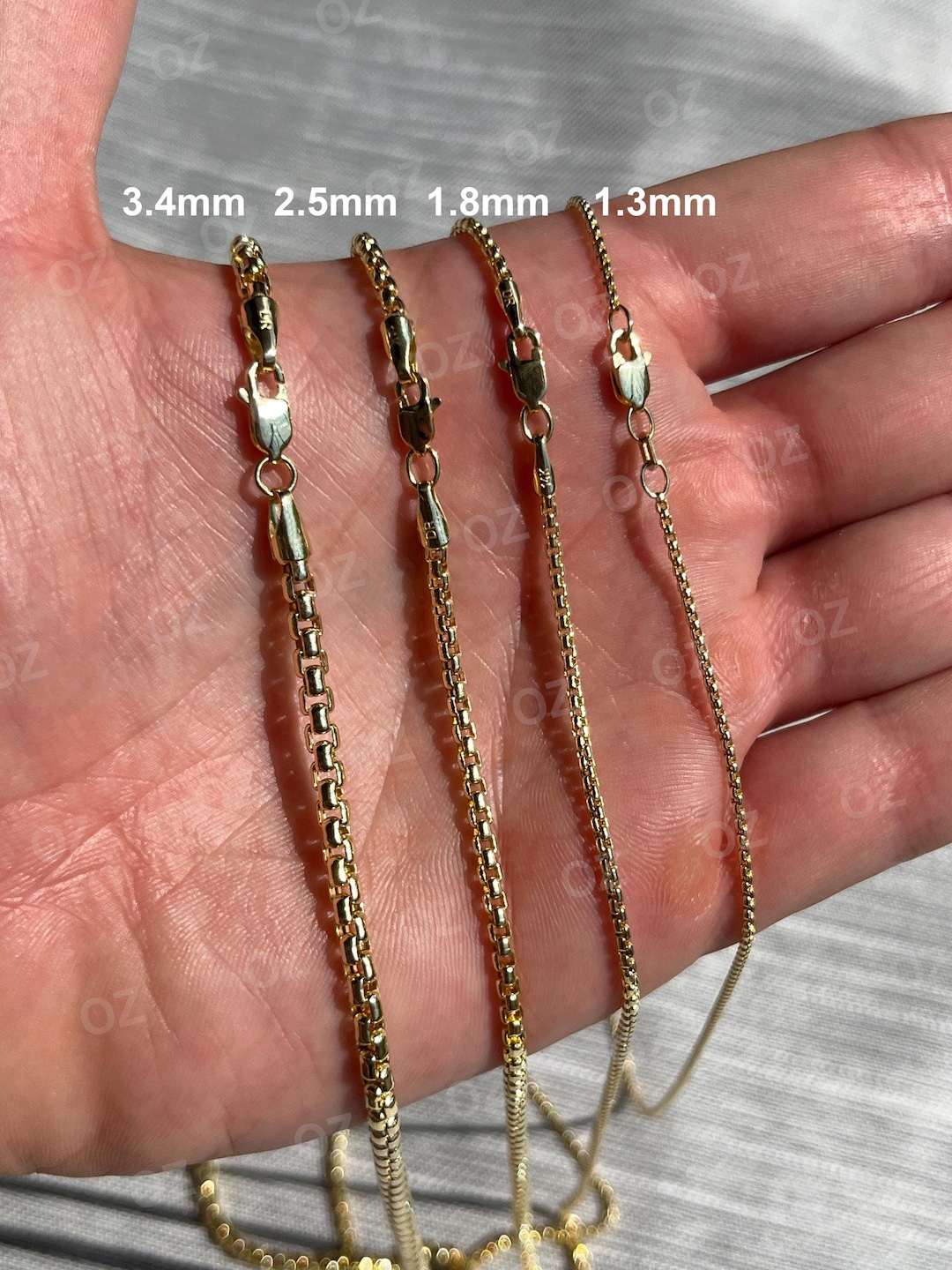 14k Solid Yellow Gold Round Box Link Necklace All Sizes, Thin Thick Box ...