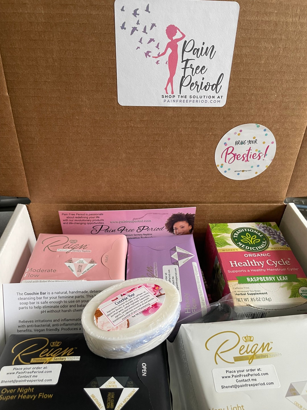 Pain Free Period Self-care Kit: Reign Pads, Coochie Bar, Raspberry Leaf ...