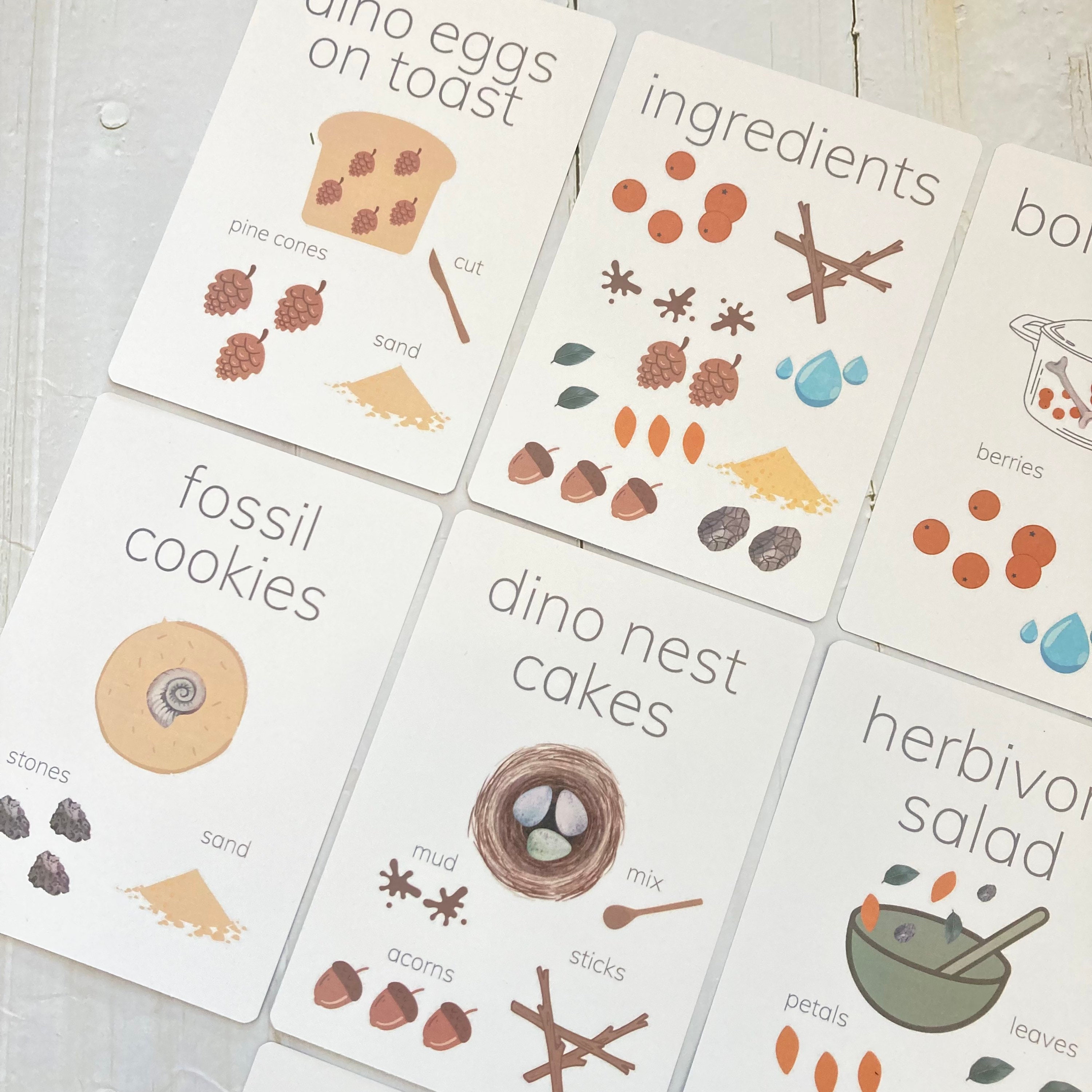 Dinosaur Mud Kitchen Recipe Flashcards - Etsy