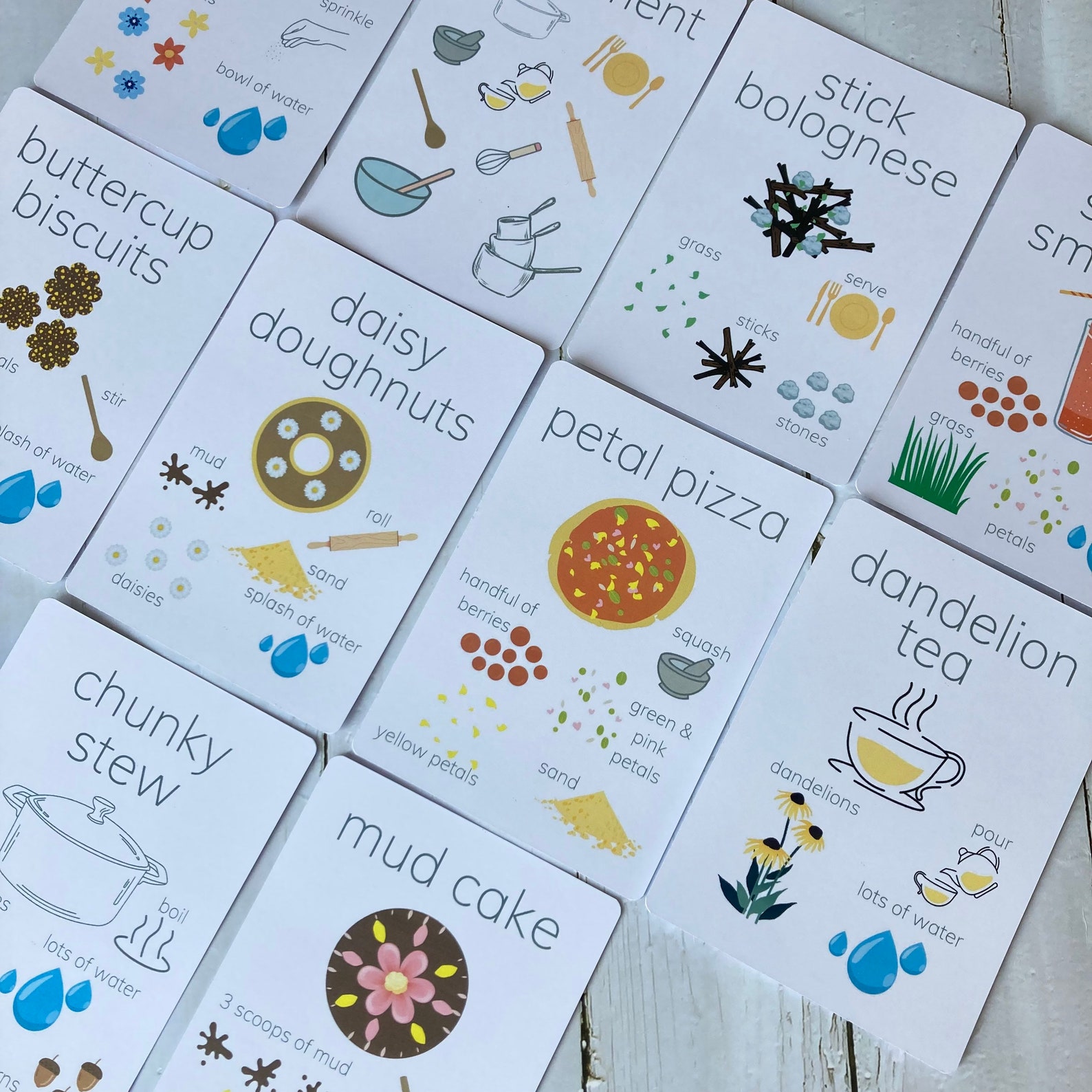 Mud Kitchen Recipe Flashcards - Etsy