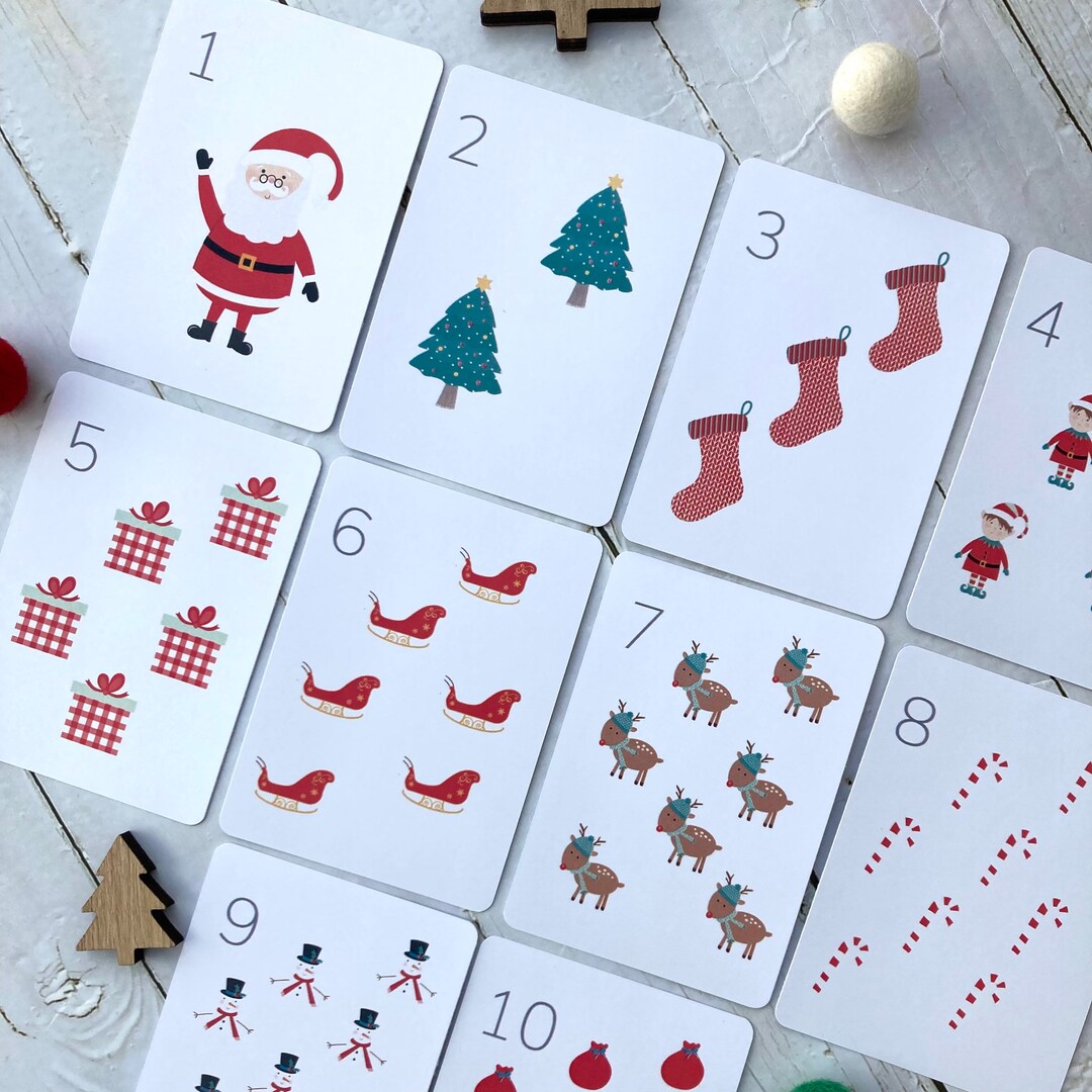 Christmas Themed Number Cards - Etsy