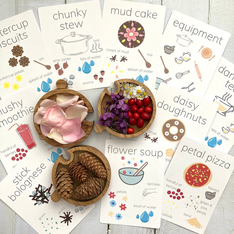 Mud Kitchen Recipe Flashcards | Etsy
