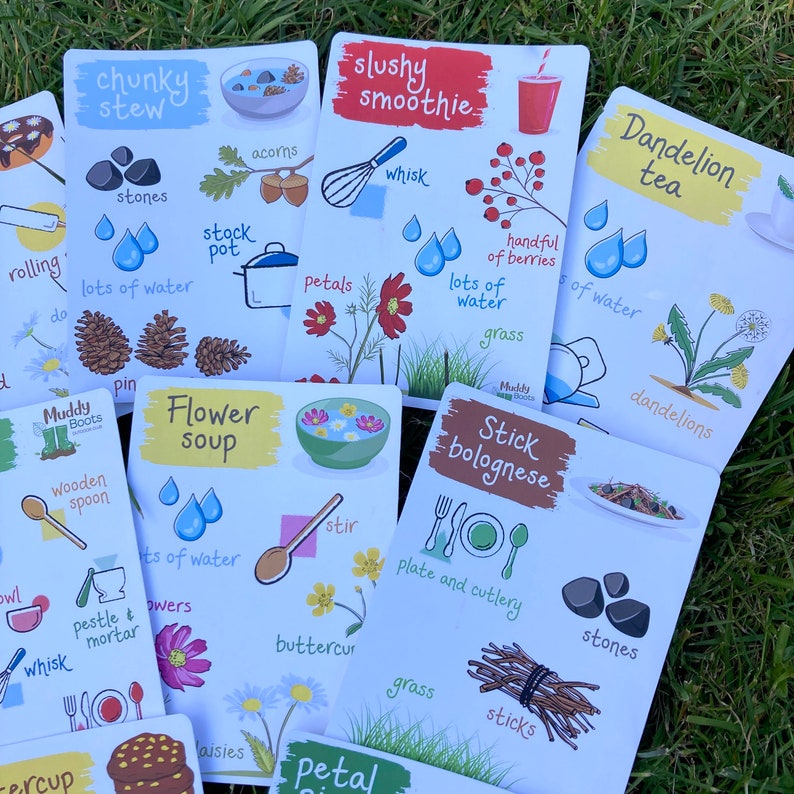 Mud Kitchen Recipe Flashcards - Etsy