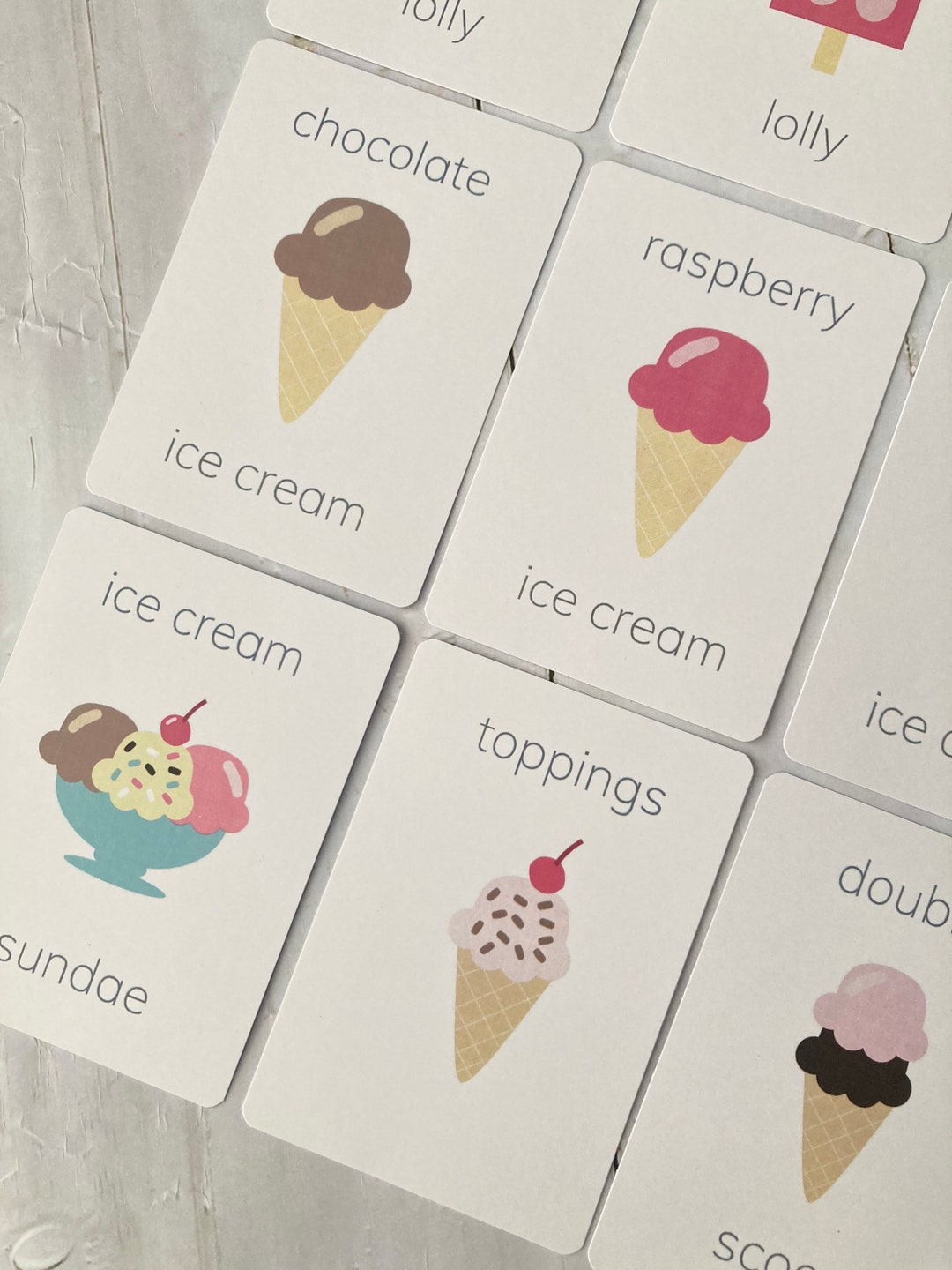 Ice Cream Flashcards - Etsy