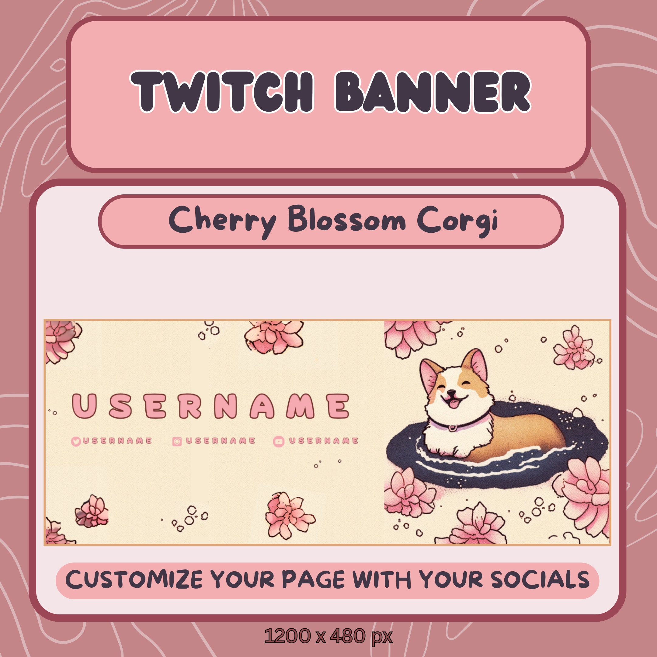 Custom Twitch Banner Kawaii Dog Stream Package Banner Twitch Profile ...