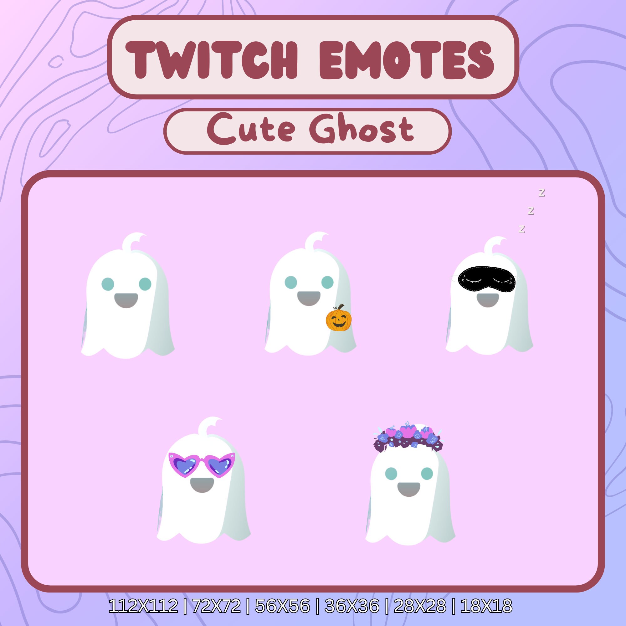 Twitch Emotes Ghost Pink Stream Emote Package Banner Chat Widget Twitch ...