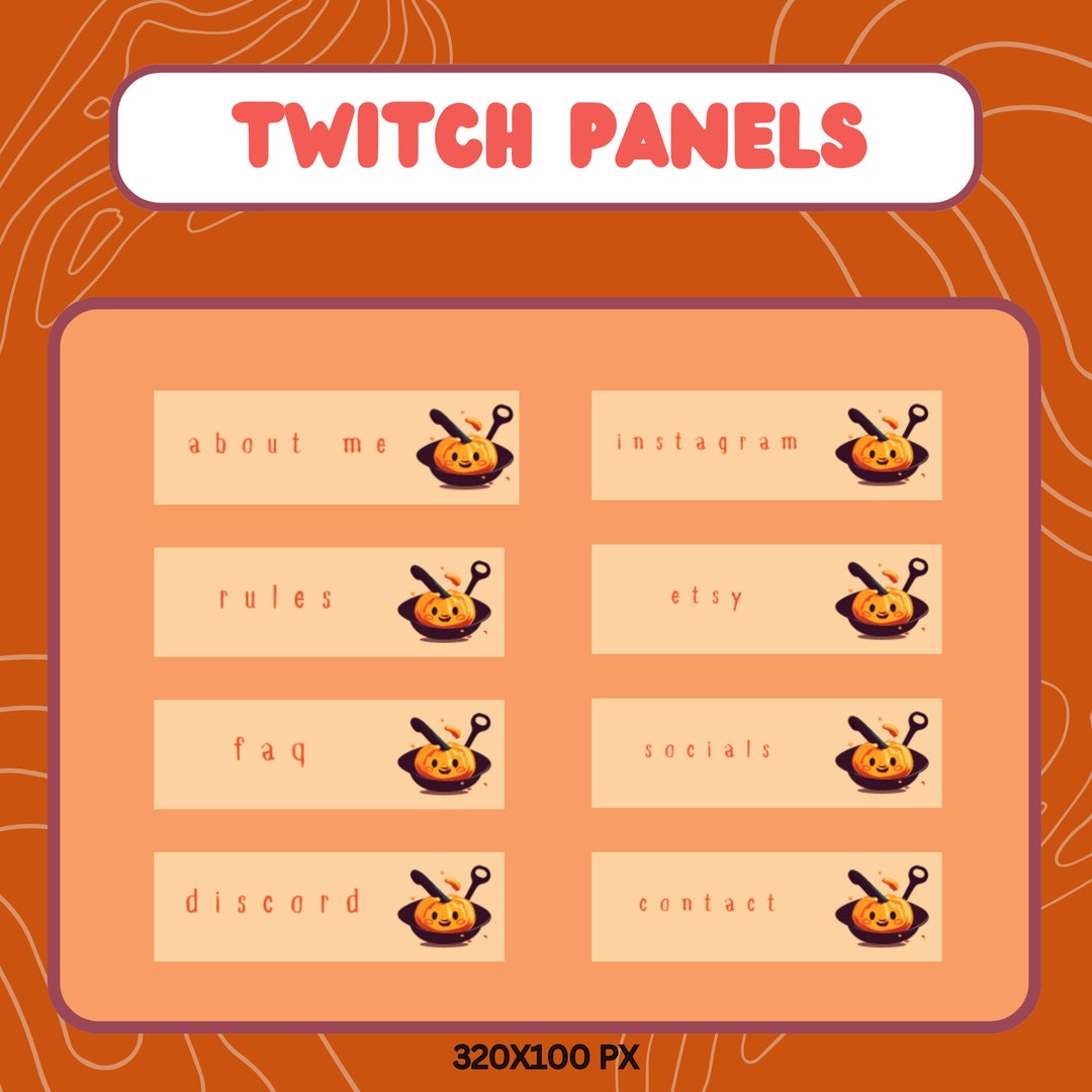 Twitch Panels, Overlays, Orange Banner Chat Widget Twitch Package Cute ...