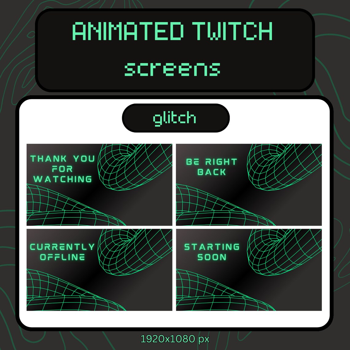 Twitch Overlays, Green Animated Stream Package Banner Chat Widget ...