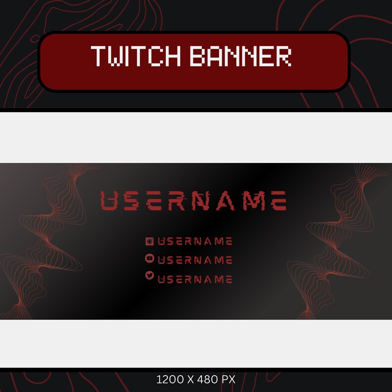 Custom Twitch Banner PIXEL Stream Package Banner Twitch Profile Package ...