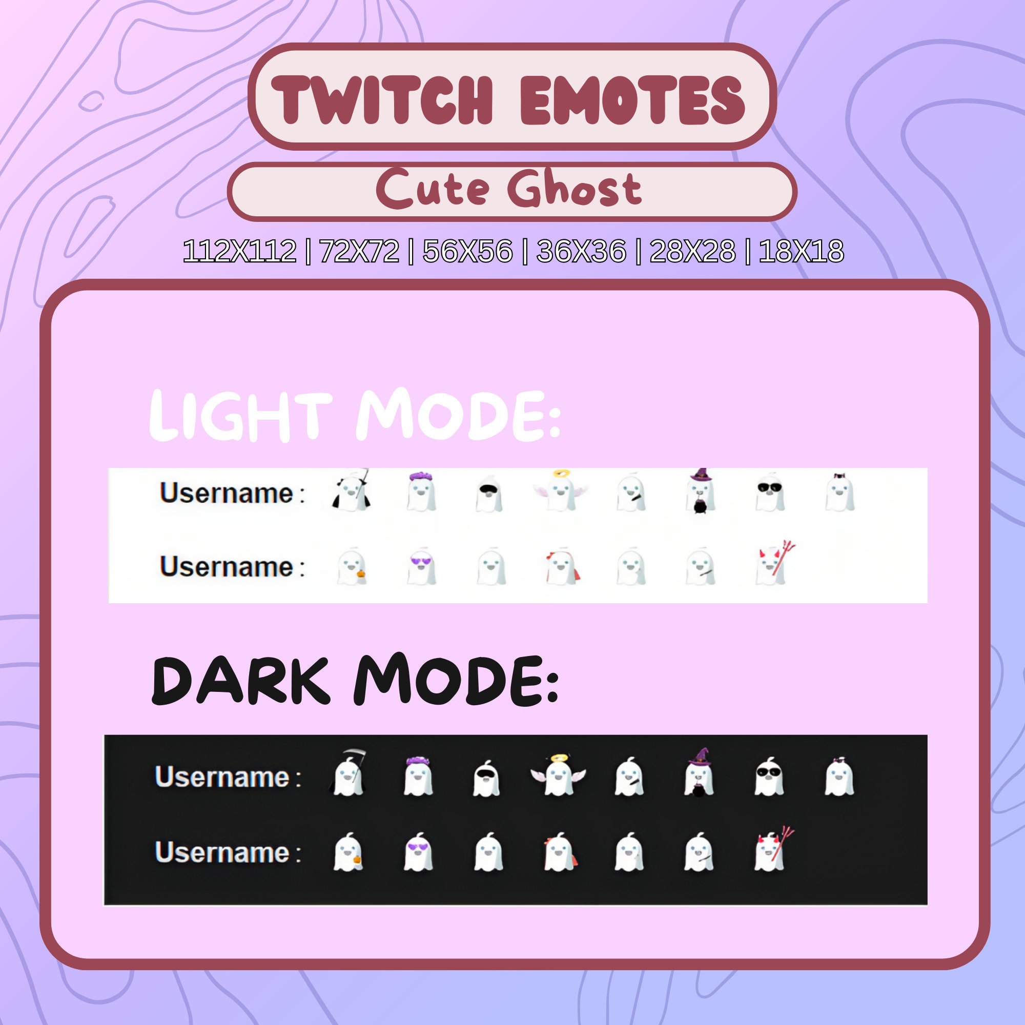 Twitch Emotes Ghost Pink Stream Emote Package Banner Chat Widget Twitch ...