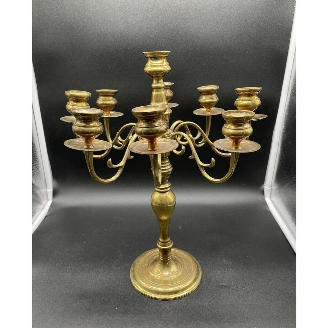 Vintage Brass Candelabra 9 Candles 8 Arms Handmade in Thailand ...