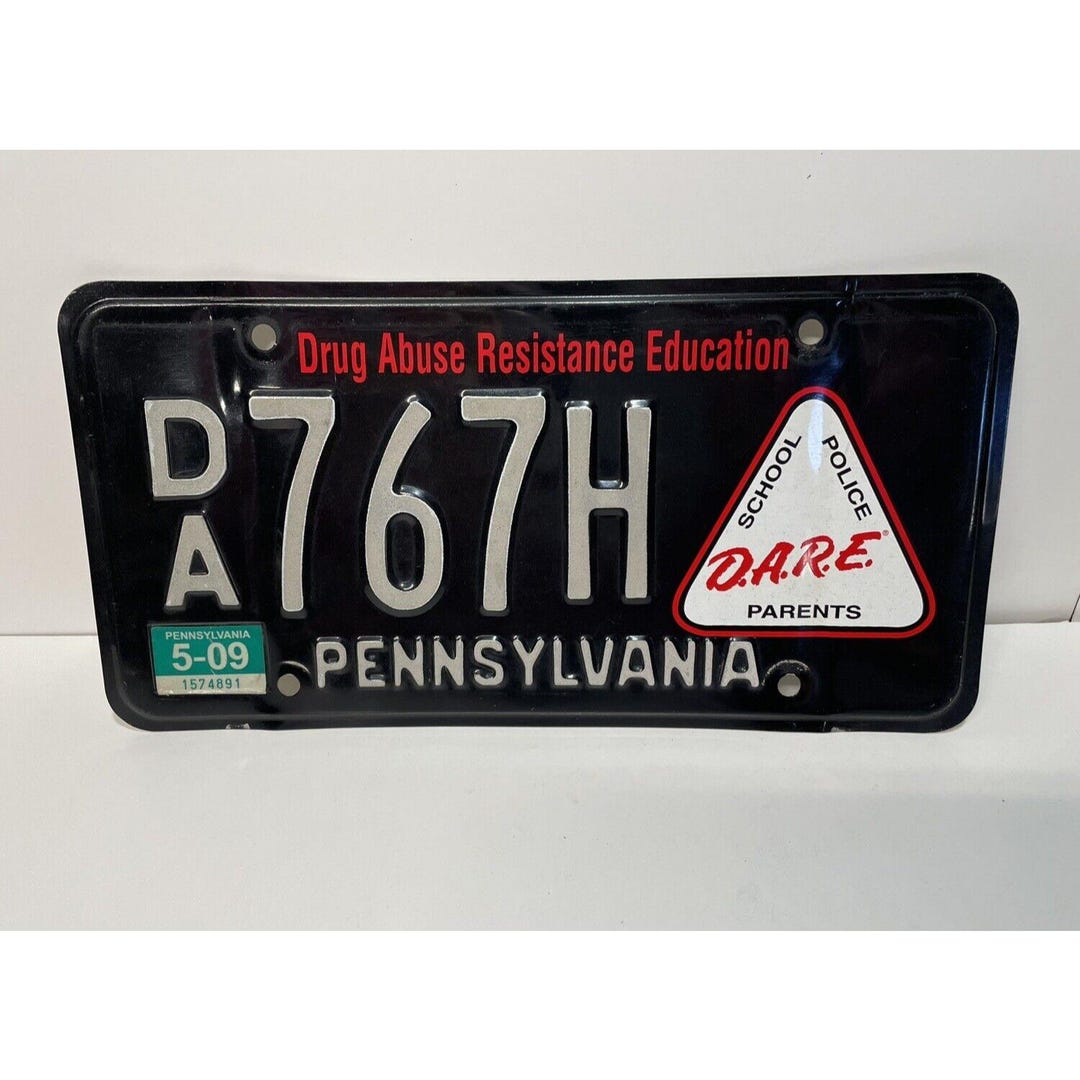 Pennsylvania DARE License Plate PA Penna Drug Abuse Resistance ...