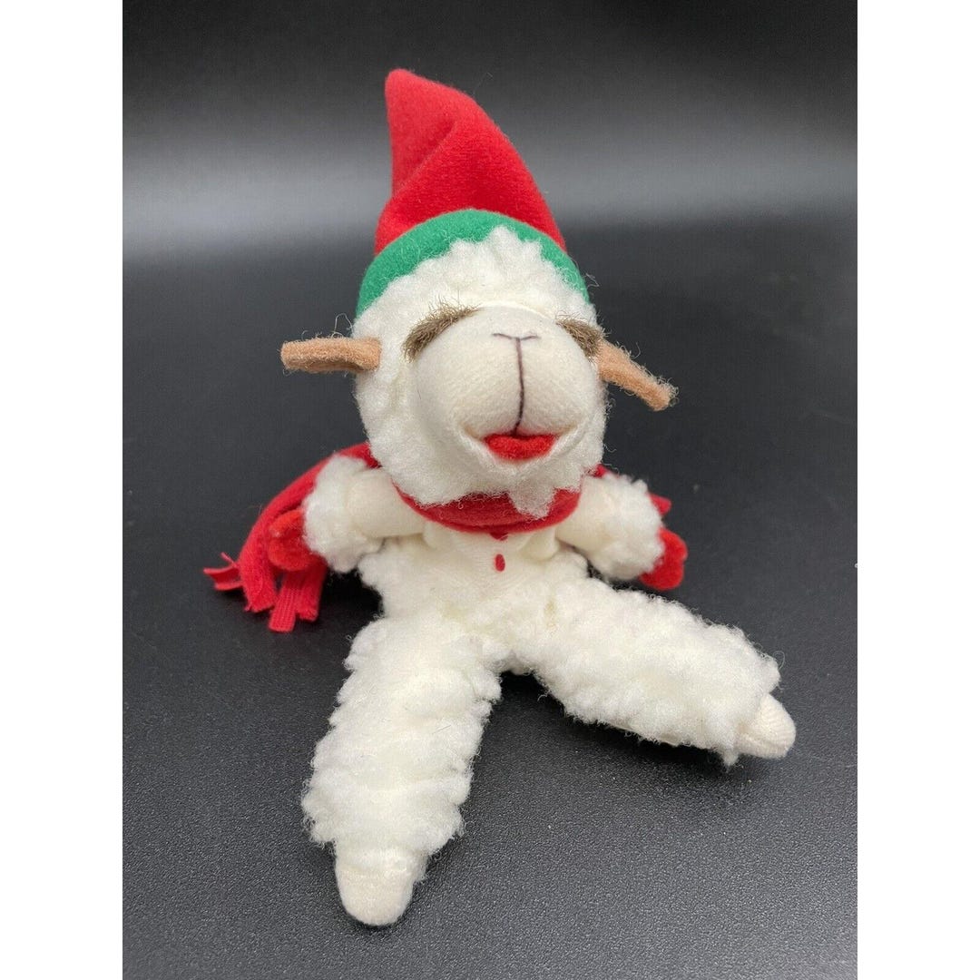 Vintage Christmas Lamb Chop Plush Finger Puppet Mini 5 1995 Shari Lewis ...