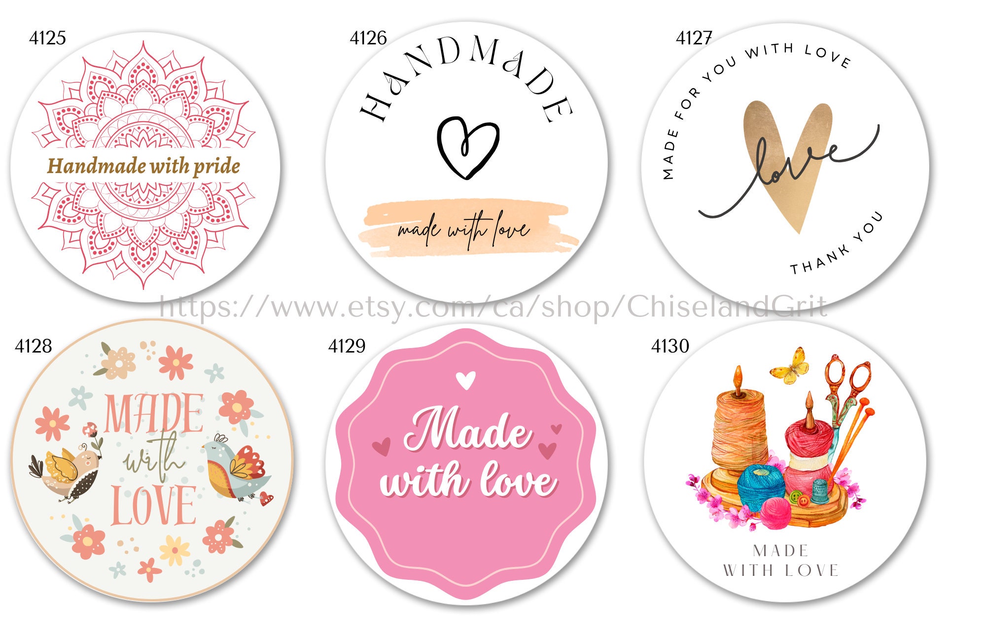 Handmade Labels L Made With Love Labels I Thank You Made With Love ...