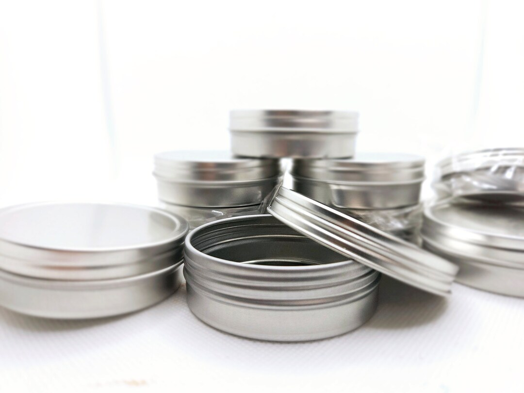 Shallow Silver Screw Top Metal Tins - Set of 24 | Custom Packaging ...