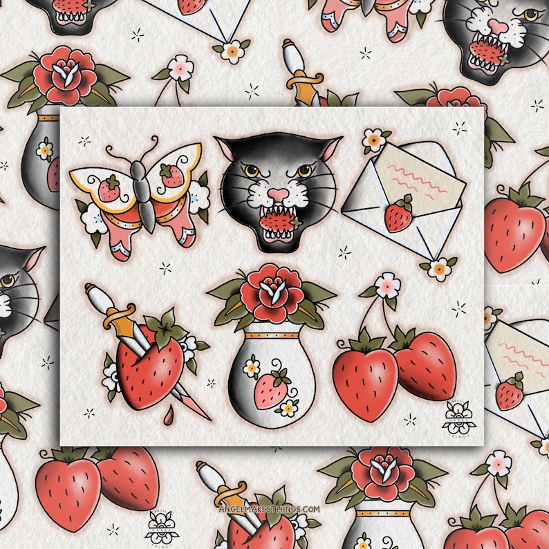 Strawberry Flash Print - Etsy