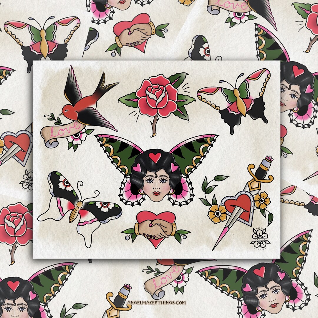 Traditional Inspired Flash Print - Etsy