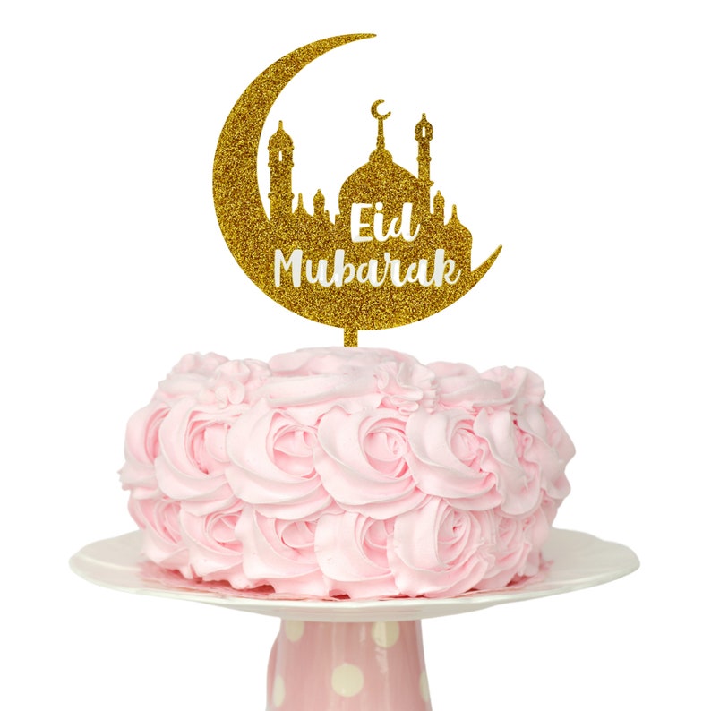 Eid Mubarak Cake Topper Crescent Moon and Mosque Cake Topper - Etsy