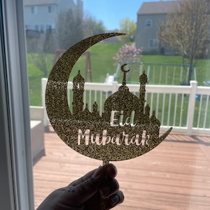 Eid Mubarak Cake Topper, Crescent Moon and Mosque Cake Topper, Ramadan ...