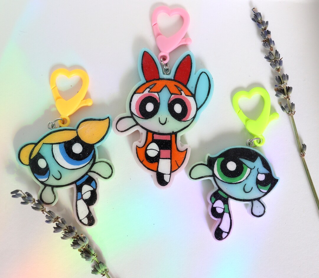 Powerpuff Girl Keychain Blossom Bubbles Buttercup - Etsy
