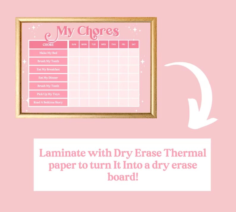 CHORE CHART for Kids Template Instant Download Kids Chore Chart Wall ...