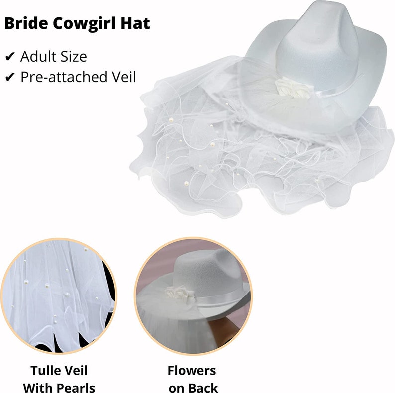 Bride Cowgirl Hat With Veil Hen Party Bride Gift Bride Cow - Etsy Australia
