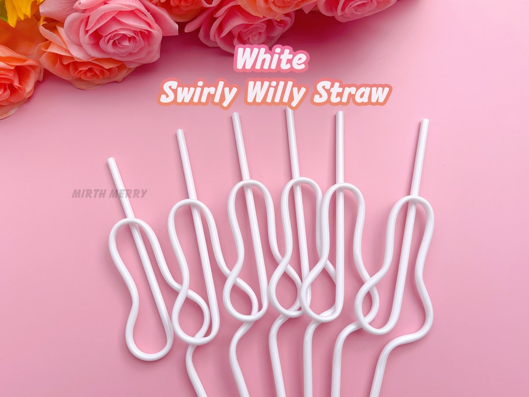 White Penis Swirly Willy Straw | Bachelorette Party Decorations | Bride ...