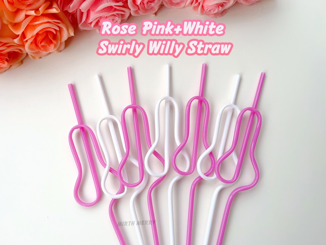 Rose Pink + White Penis Swirly Willy Straw | Bachelorette Party ...