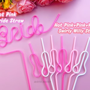 Hot Pink, Pink and White Penis Swirly Willy Straw Bachelorette Party ...