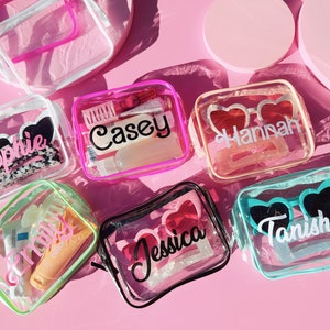 Personalized Clear Bag, Monogram Gifts, Waterproof Toiletry Bag Pouch ...