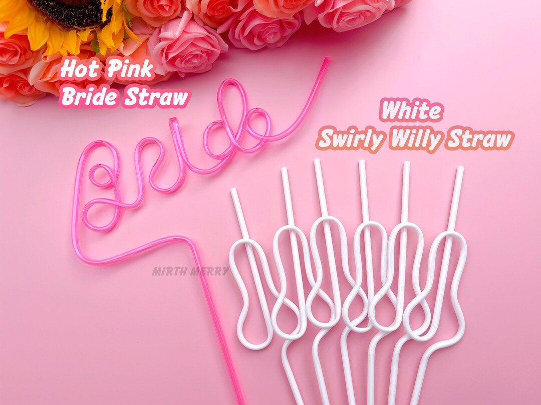 White Swirly Penis Straw Bride Straw, Bachelorette Party Favors Bride to Be Bridal Shower Hen ...