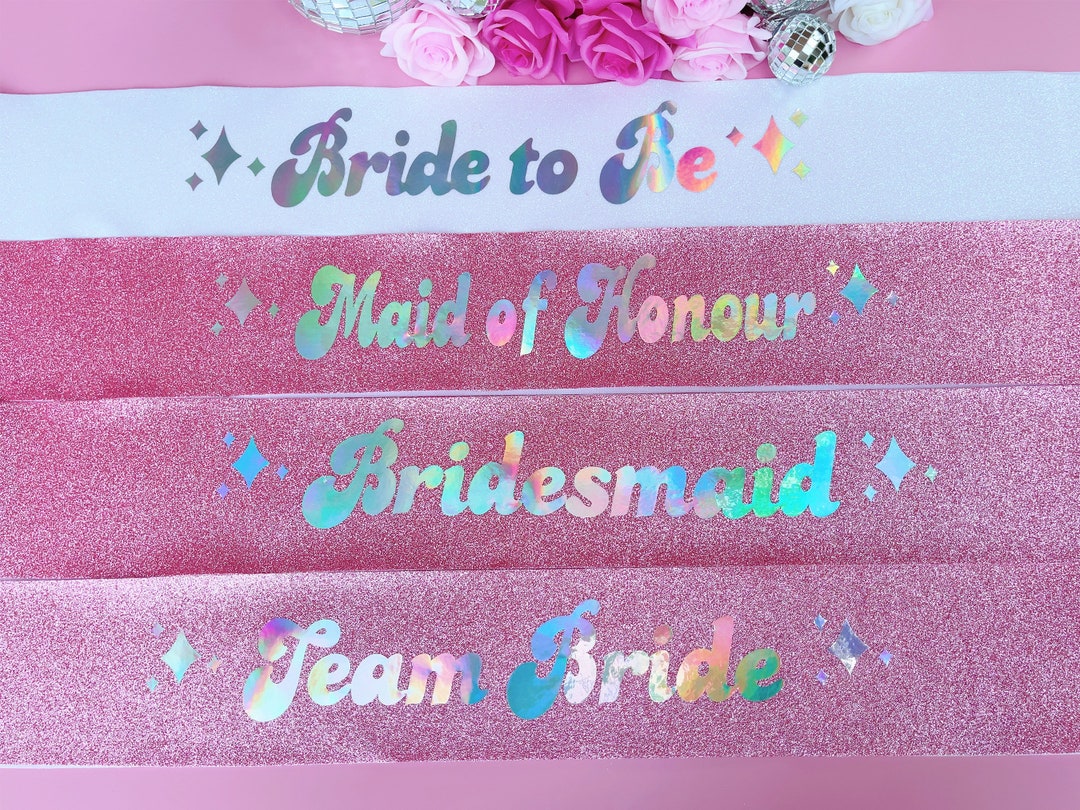Bride to Be Sash| Hen Party Sash | Iridescent Foil Glitter Sash | Wife ...