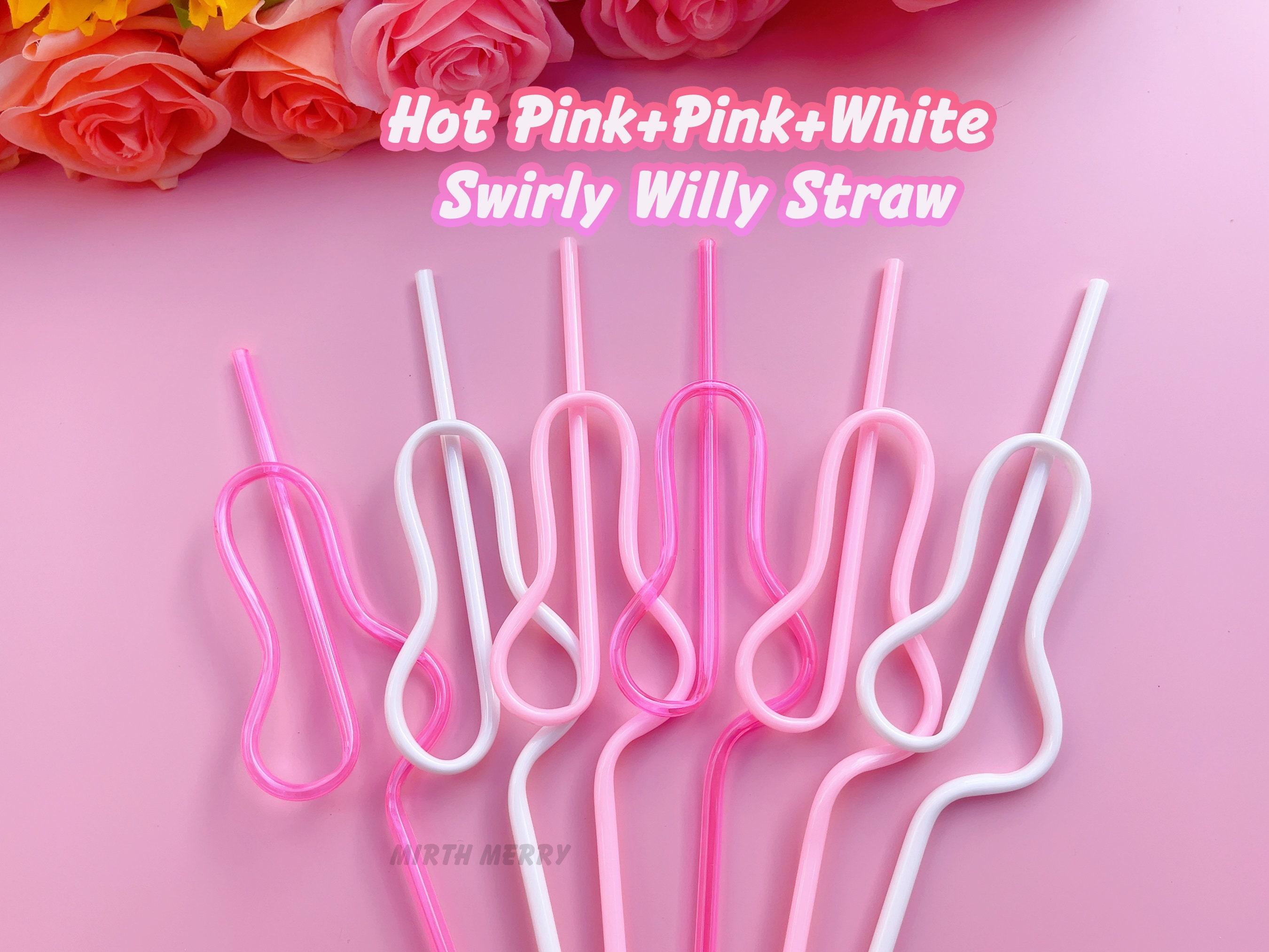 Hot Pink Pink and White Swirly Penis Straw Bride Straw - Etsy Australia