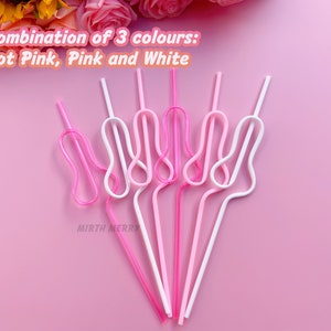 Hot Pink, Pink and White Penis Swirly Willy Straw Bachelorette Party ...