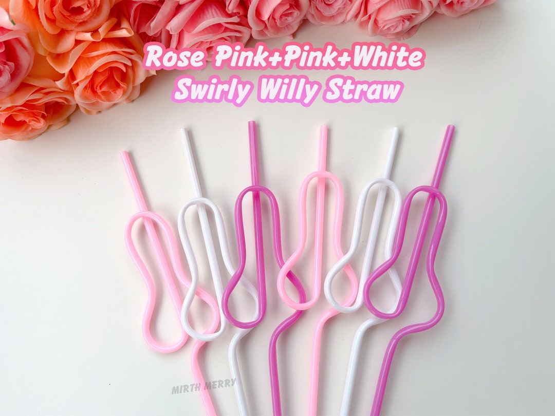 Rose Pink, Pink and White Penis Swirly Willy Straw | Bachelorette Party ...