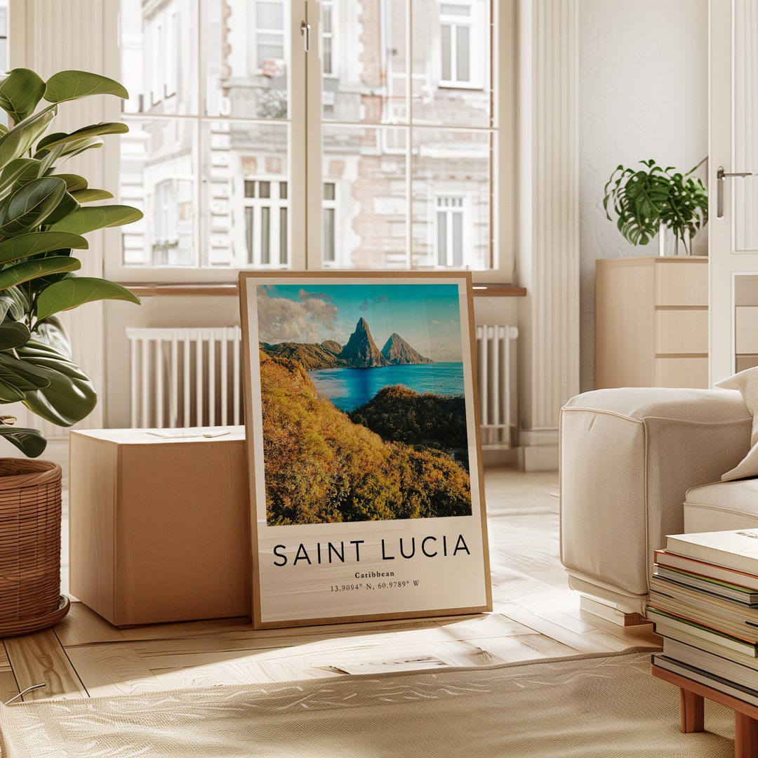 Saint Lucia Travel Print, Saint Lucia Art, Saint Lucia Wall Art, Saint ...
