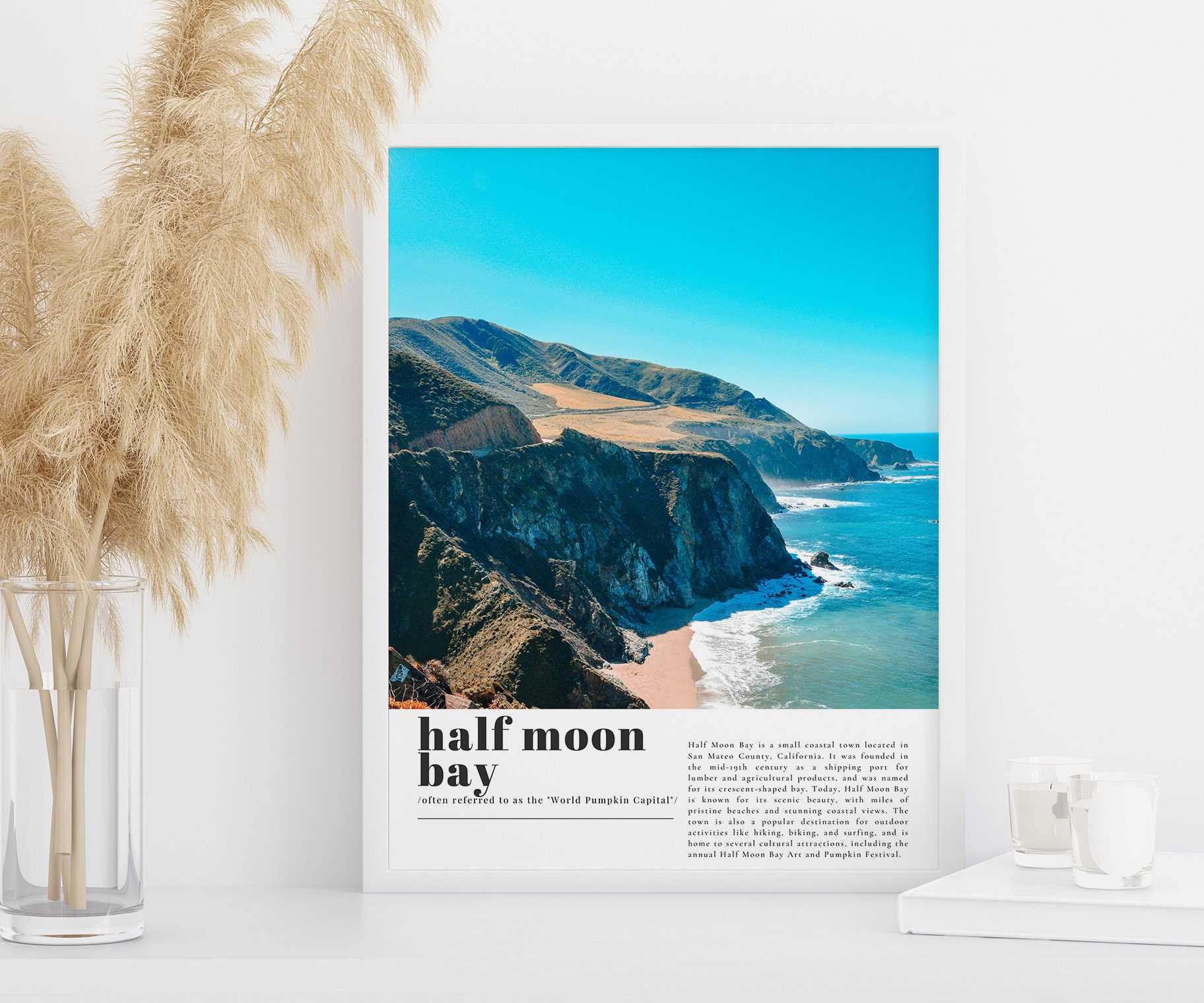 Half Moon Bay Print, Half Moon Bay Art, Half Moon Bay Wall Art, Half ...