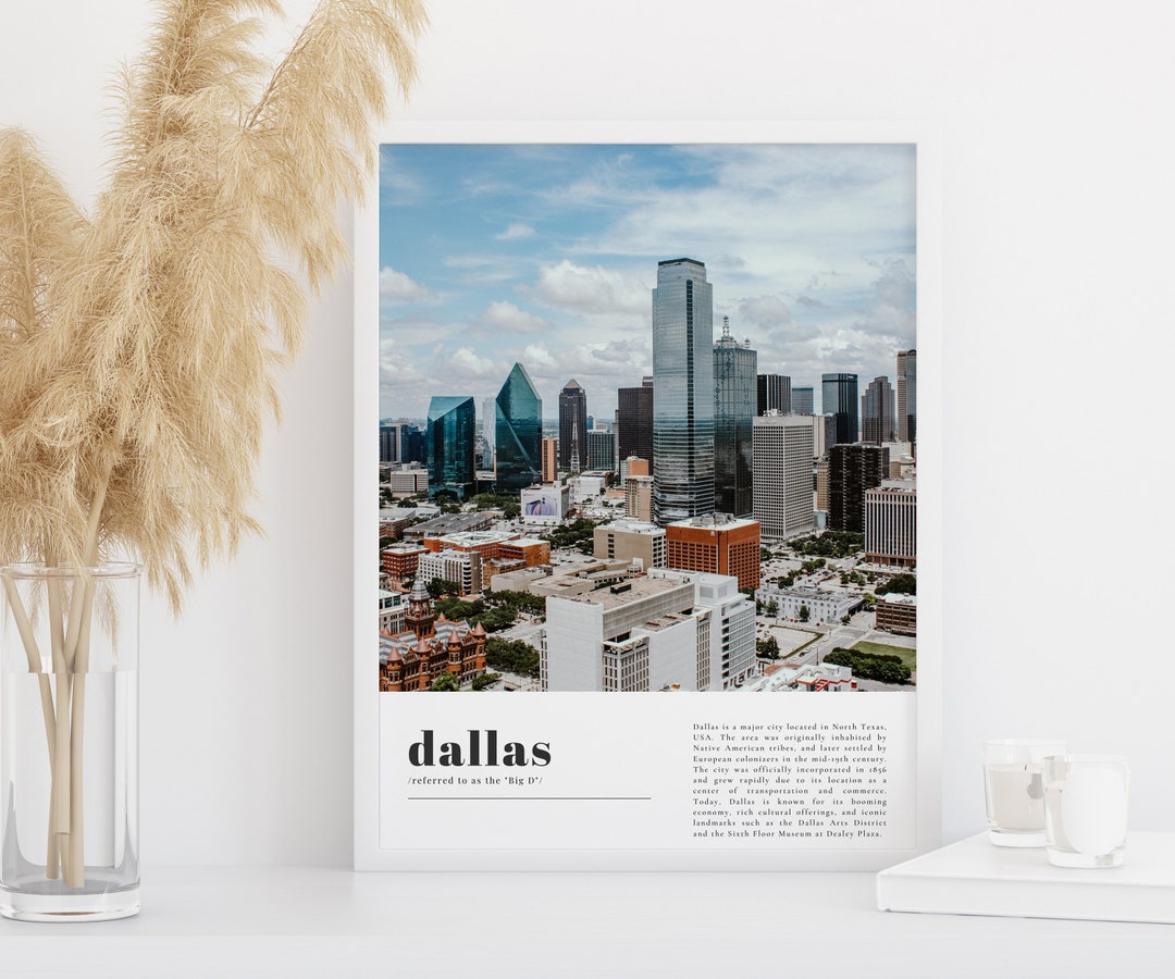 Dallas Travel Print Wall Art, Dallas Wall Hanging Home Décor, Dallas ...