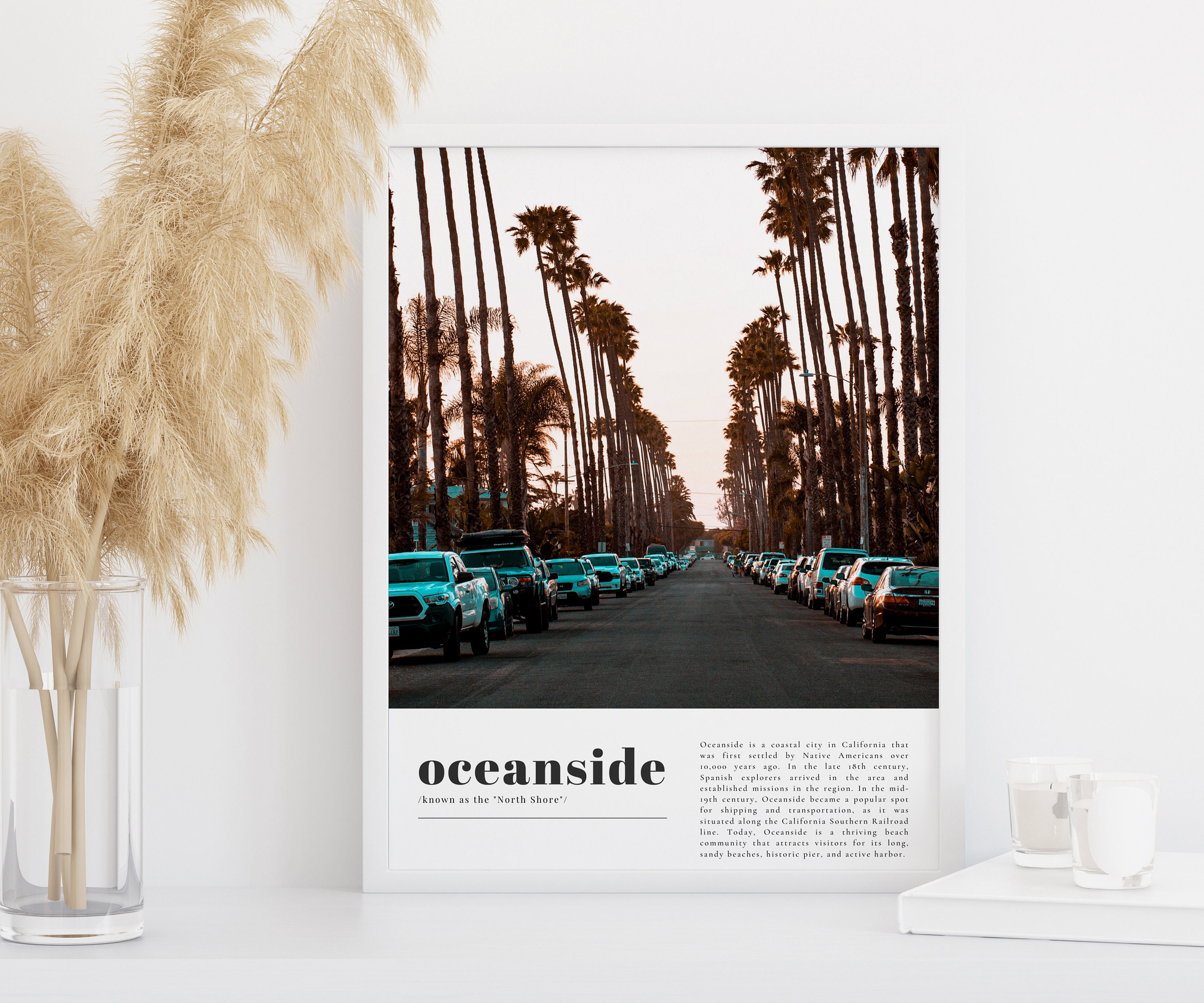 Oceanside Travel Print Wall Art, Oceanside Wall Hanging Home Décor ...