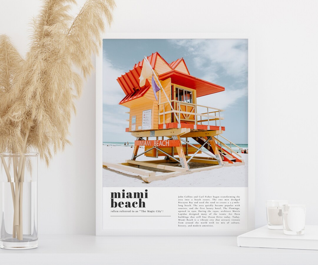 Miami Beach Travel Print Wall Art Miami Beach Wall Hanging Home Décor ...