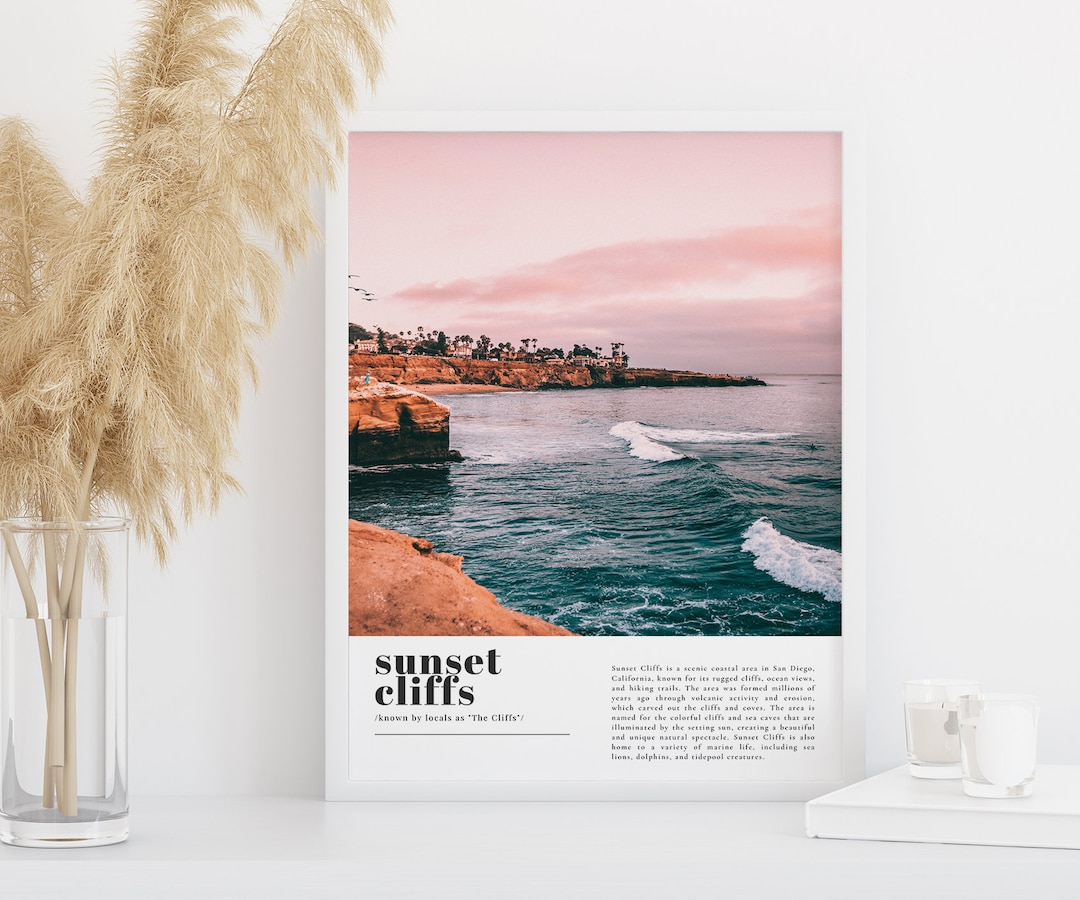 Sunset Cliffs Travel Print, Sunset Cliffs Art, Sunset Cliffs Wall Art ...