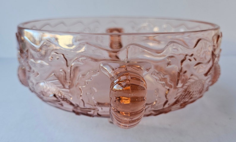 Bagley Marine Glass Bowl Pink Art Deco Glass Bowl Large Depression ...