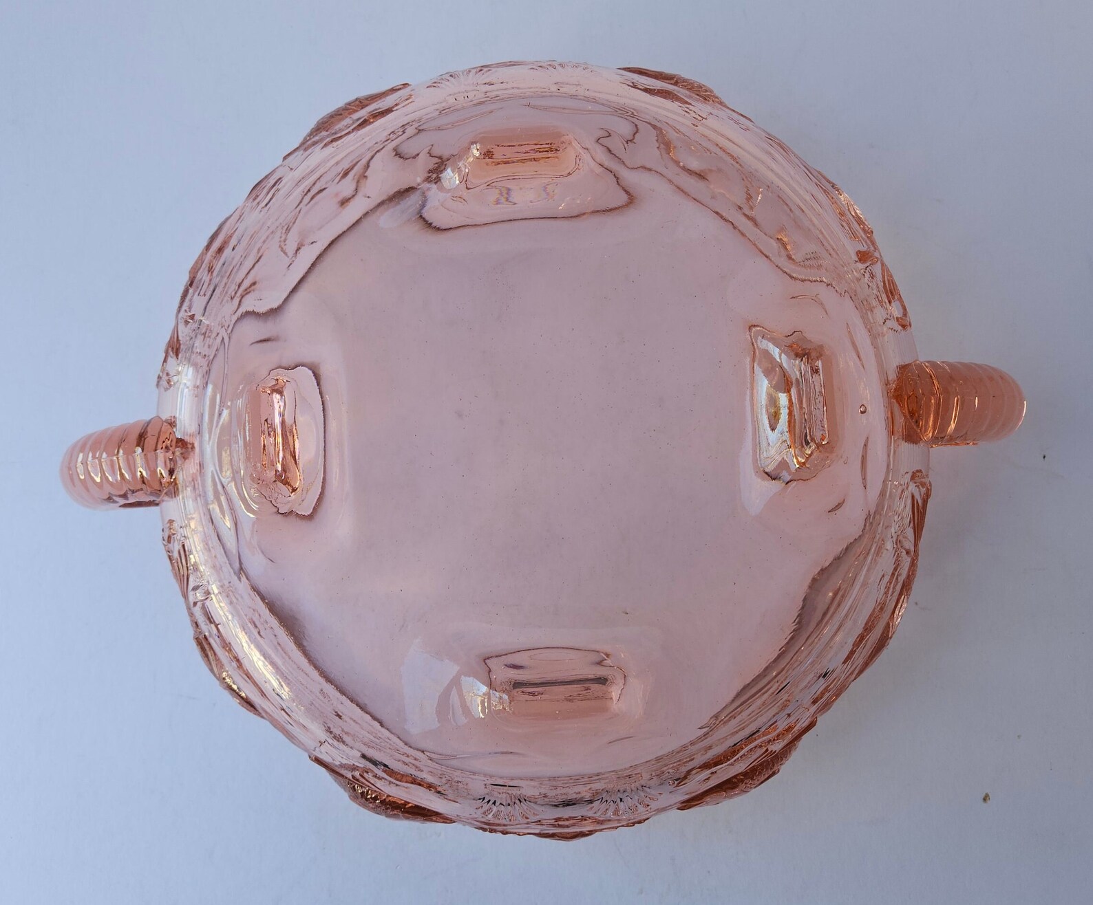 Bagley Marine Glass Bowl Pink Art Deco Glass Bowl Large Depression ...