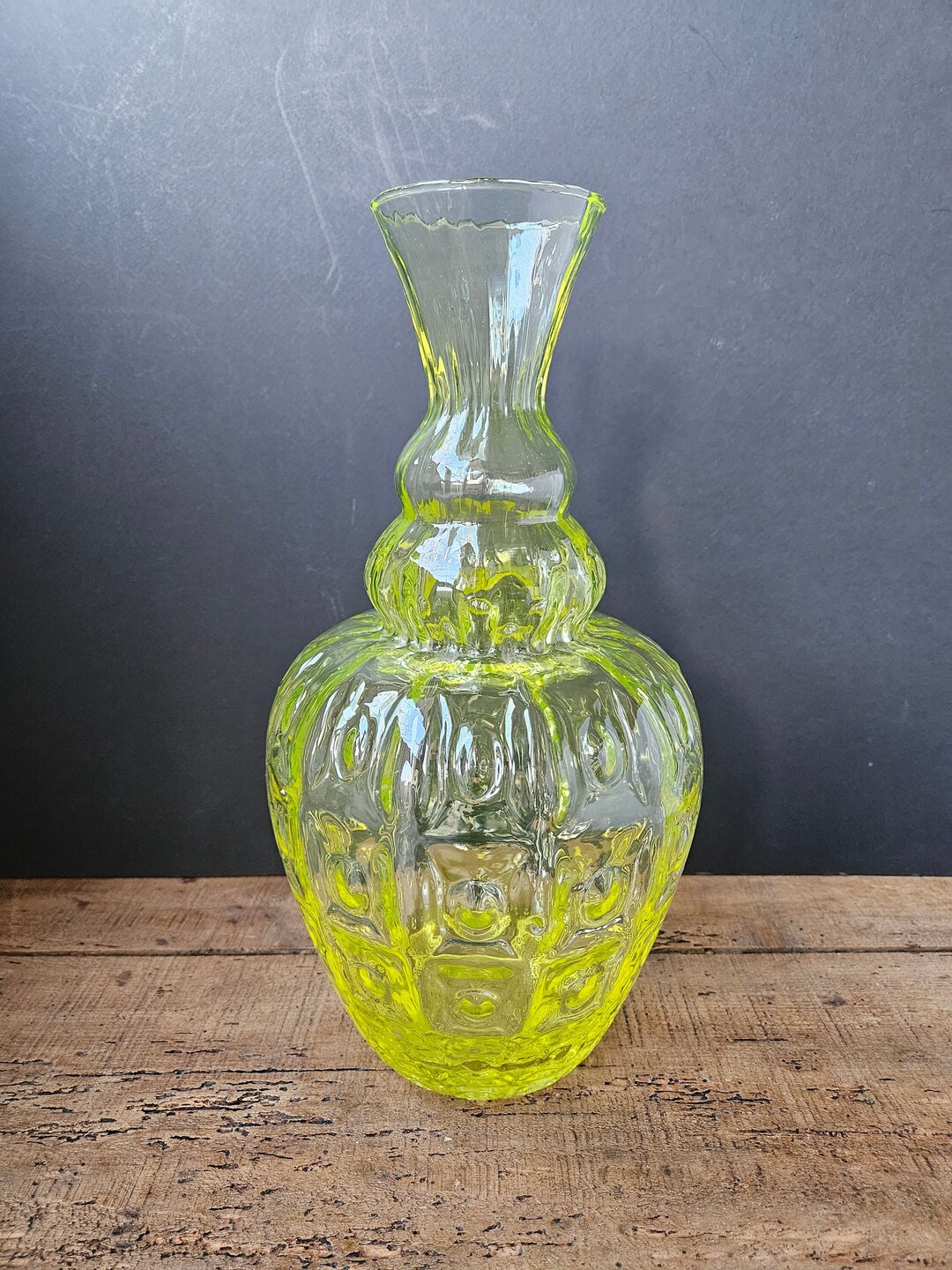Vintage Yellow Uranium Glass Vase Large Uranium Glass Vase Decorative ...