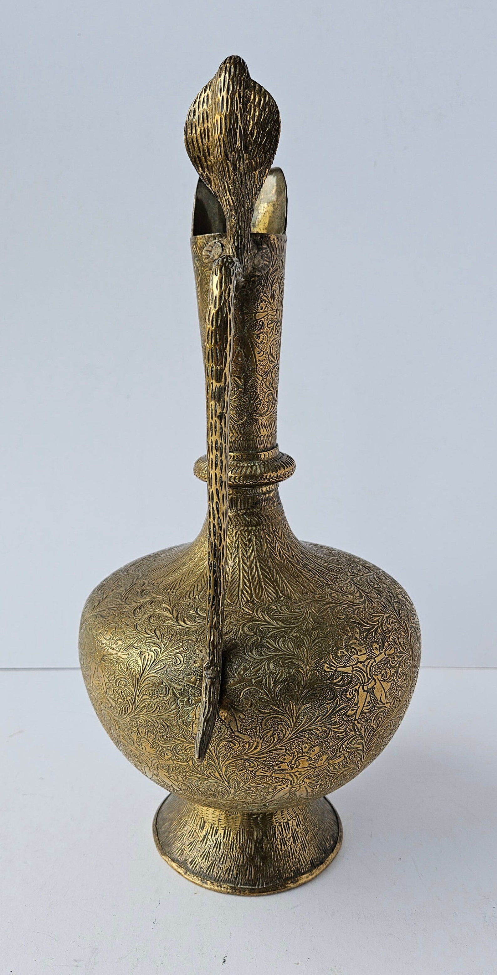 Vintage Brass Ewer Pitcher With Cobra Handle Vintage Indian or Asian ...