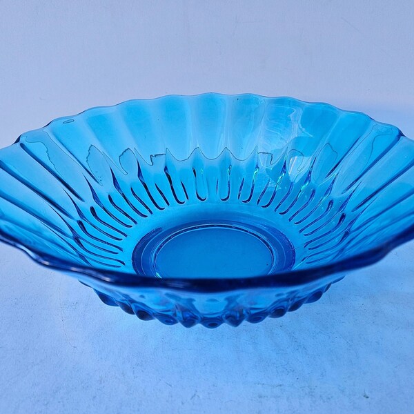 Vintage Electric Blue Glass Bowl - Etsy